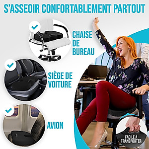 FORTEM Chair Cushion, Seat Cushion for Office Chair, Lumbar Support Pillow for Chair, Car Seat Cushion, Back Support Memory Foam Pillow Washable Cover (Black, Mesh)