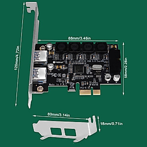 FebSmart 1X 19Pin USB 3.0 Header and 2X USB-A Ports PCIE USB 3.0 5Gbps Expansion Card for Windows and Linux Desktop PCs, Built in Self-Powered Technology, No Need Additional Power Supply (FS-HA-Pro)