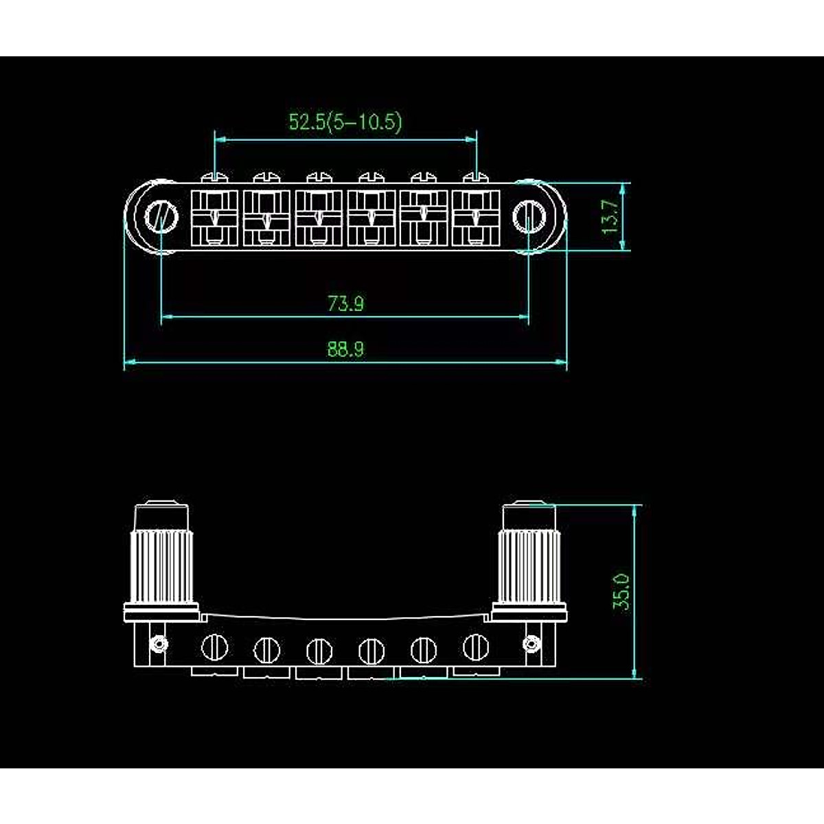 Guyker Guitar Tune-O-Matic Roller Saddle Bridge Replacement Part Compatible with Gibson Les Paul LP SG Style 6 String Electric Guitar - GM005, Golden
