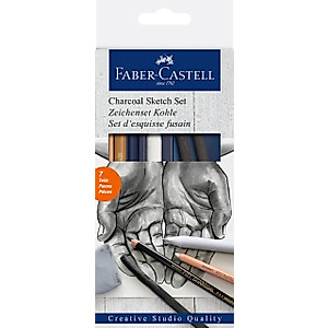 Faber-Castell Charcoal Sketch Set - 7 Piece Charcoal and Pastel Art Supplies Set