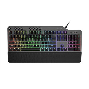 Lenovo GY40T26478 Legion K500 RGB Mechanical Gaming Keyboard, 3 ZONE Full-size Keyboard, 7 user Programmable Hot Keys; 16.8 Million Colors, 50 Million-Click Red Mechanical Keys, Detachable Palm Rest