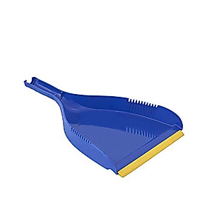 Superio Clip-On Dustpan - Heavy Duty Blue Plastic, Easy Grip Clip On Dust Pan with Rubber Edge, Detailed Sweeping Debris, Fits Standard Brooms Home & Commercial Dusting & Cleaning Tool (1)