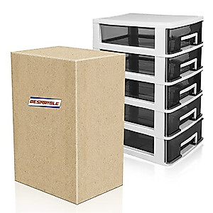 BESPORTBLE Plastic Storage Drawers: 5 Multi-layer Storage Rack Drawer Storage Organizer White Frame with Clear locker Drawers storage box