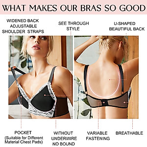Vollence See Through Mastectomy Bra Silicone Breast Forms Pocket Bra Fake Prosthesis Crossdresser Black