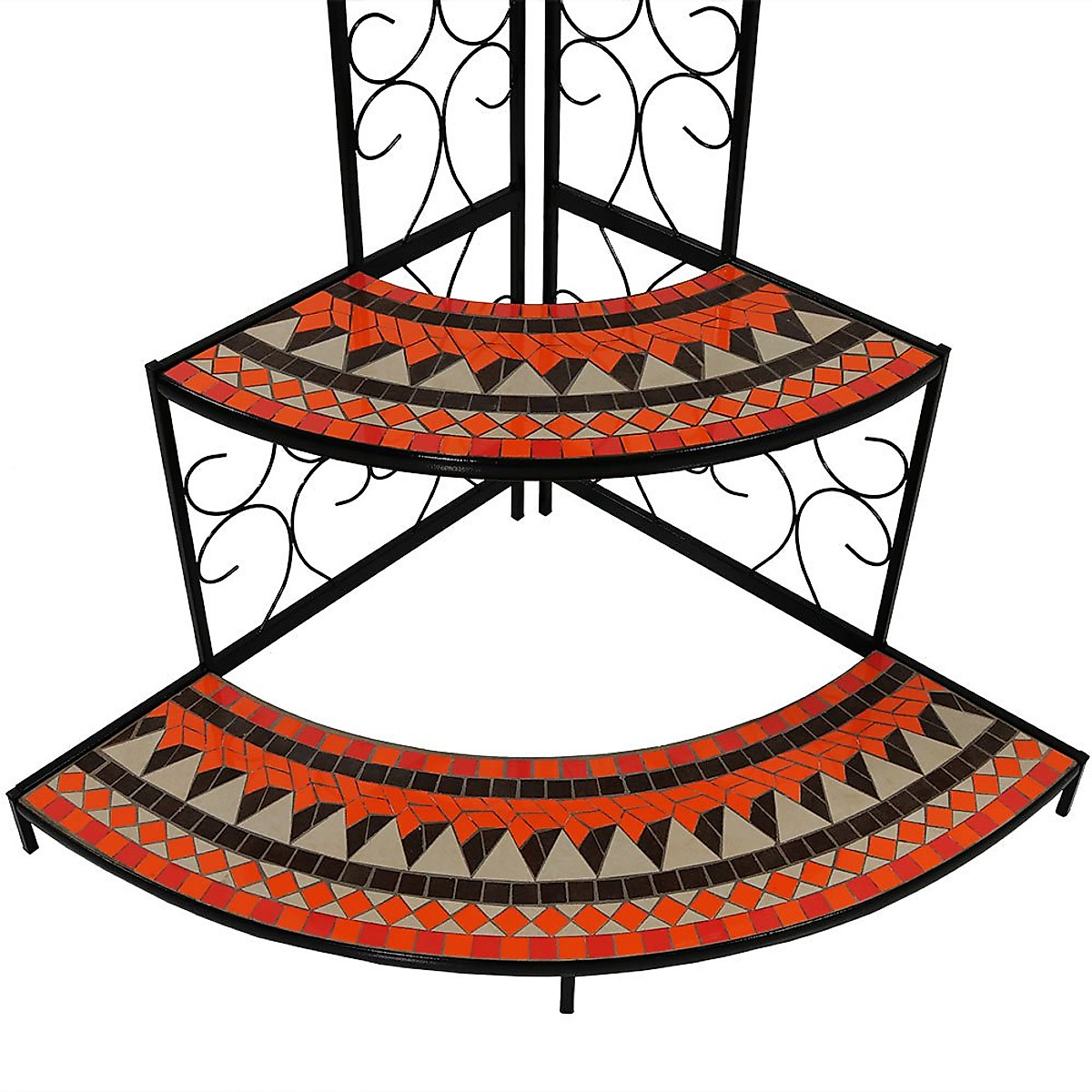 Sunnydaze Large 3-Tier Mosaic Plant Stand - Indoor or Outdoor Metal Corner Flower Pot Shelf - 40" H
