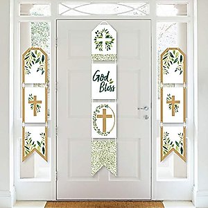 Big Dot of Happiness Elegant Cross - Hanging Vertical Paper Door Banners - Religious Party Wall Decoration Kit - Indoor Door Decor