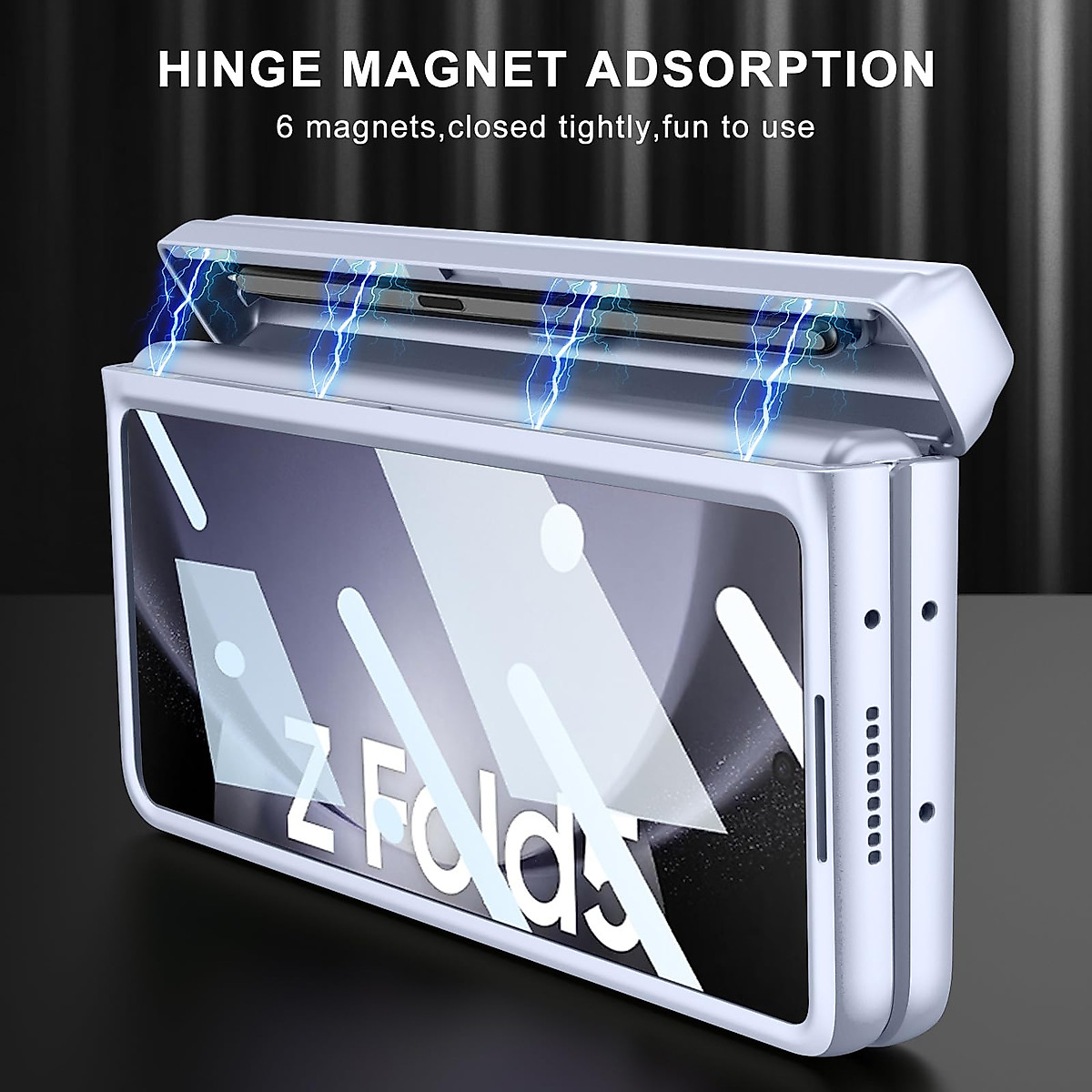 DOOTOO for Samsung Galaxy Z Fold 5 Case with [Fold5 Edition S-Pen Holder] Magnetic Hinge Coverage Protective Built-in Screen Protector Kickstand Shockproof All-Inclusive Case (Light Blue)