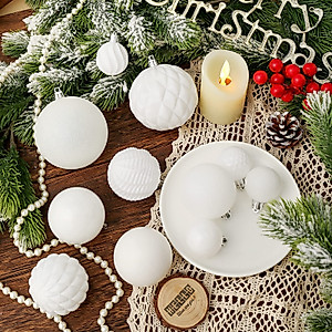 Christmas Balls Ornaments -36pcs Shatterproof Christmas Tree Decorations with Hanging Loop for Xmas Tree Wedding Holiday Party Home Decor,6 Styles in 3 Sizes(White)