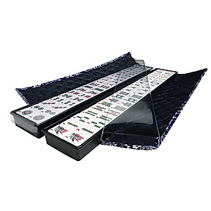 Linda Li New! - American Mahjong Set 166 Premium White Tiles, 4 All-in-One Rack/Pushers, Blue Paisley Soft Bag – Classic Full Size Complete Mahjongg Set