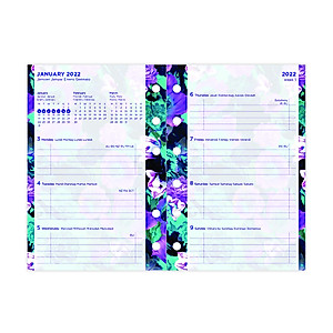 Filofax Pocket Illustrated Floral Week on 2 Pages 2022 Diary Pack, 22-6321