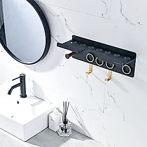 simpletome 2 in 1 Wall Mount Organizer for Dyson Airwrap Complete Styler and Supersonic Hair Dryer (Black)