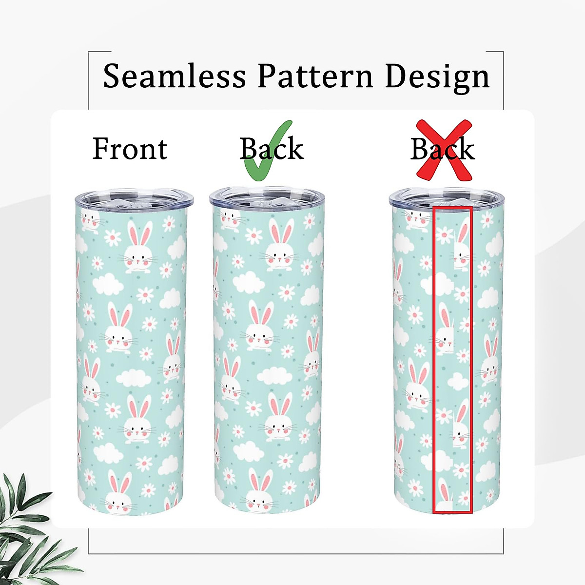 Srucddu 20oz Cute Rabbit Bunny Insulated Tumbler With Lid And Straw, 3d Print Vacuum Bunny Travel Mug Stainless Steel Coffee Tumbler Cup, Rabbit Tumbler for Women Girl Gifts