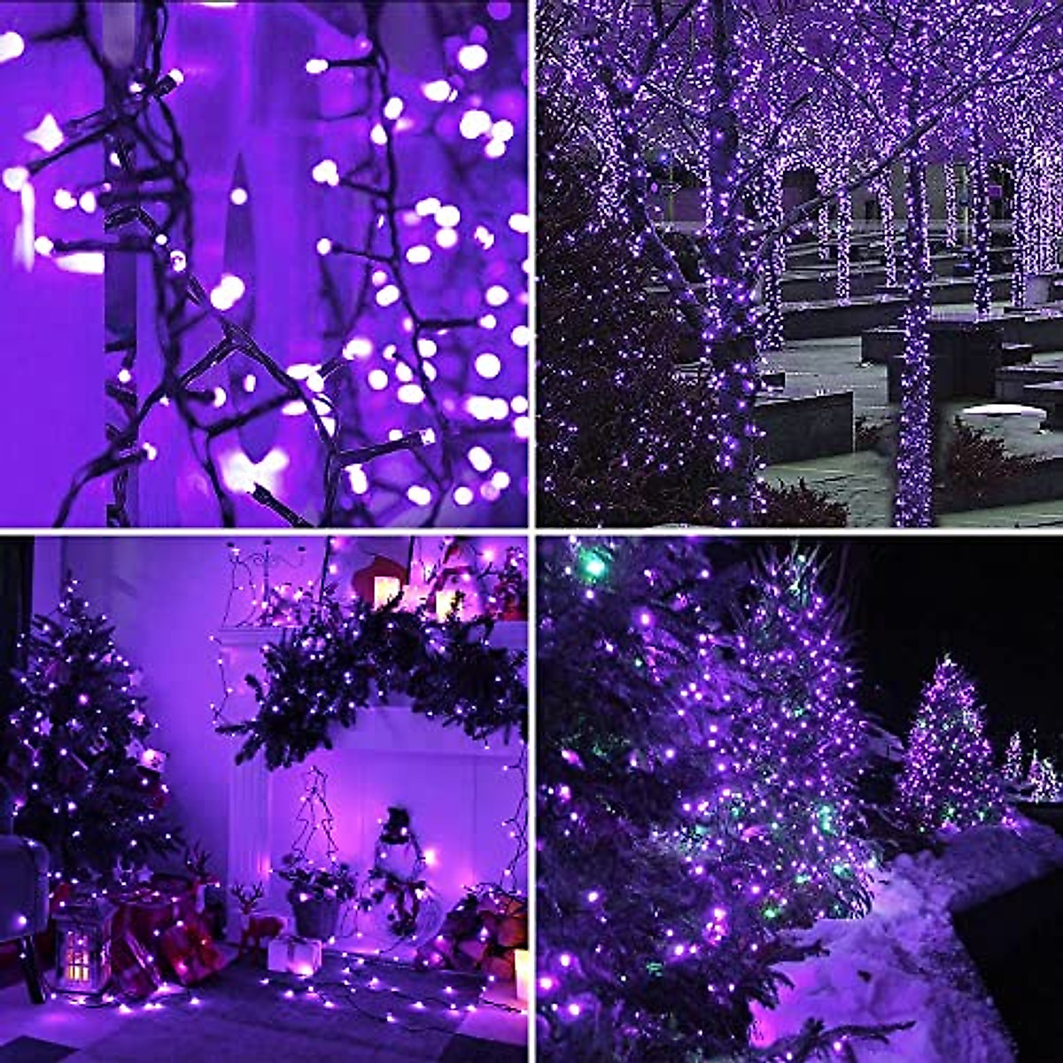 YAKEXI Christmas Solar String Lights Purple 72ft 200 LED 8 Modes Outdoor Solar Powered String Lights Waterproof Solar Fairy Lights for Tree Garden Fence Balcony,Outdoor Christmas Decoration Lights