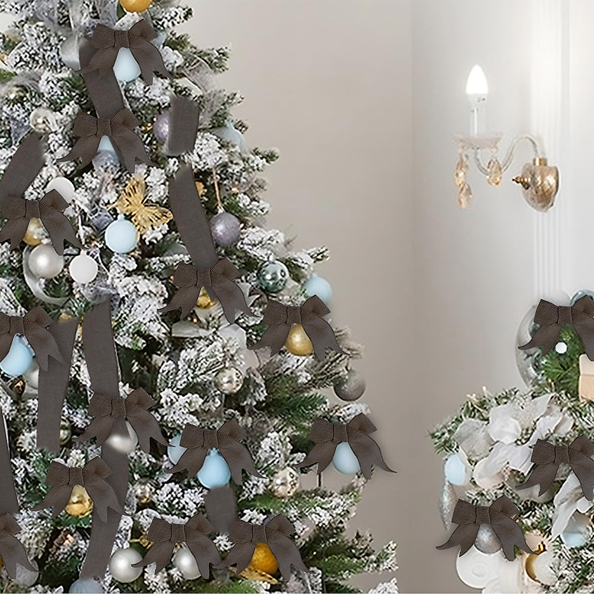 MuRealy Wire Ribbon - Premium Grey Ribbon Wired Burlap Ribbons 2 Inch, Burlap Fabric Ribbon Roll of 6 Yards, Gifts Wrapping Ribbons, Burlap Ribbon for Crafts