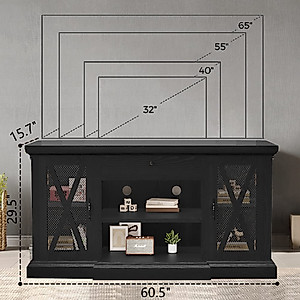 IDEALHOUSE Black TV Stand for 65+ Inch TV, Entertainment Center TV Media Console Table, Farmhouse TV Stand with Storage, Barn Doors and Shelves, Modern Tall TV Console Cabinet Furniture for Livingoom