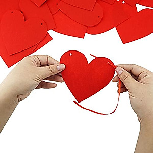 FAZHBARY 3 Pack Red Felt Heart Garland Heart Banner Valentines Day Banner for Wedding Anniversary Romantic Decorations