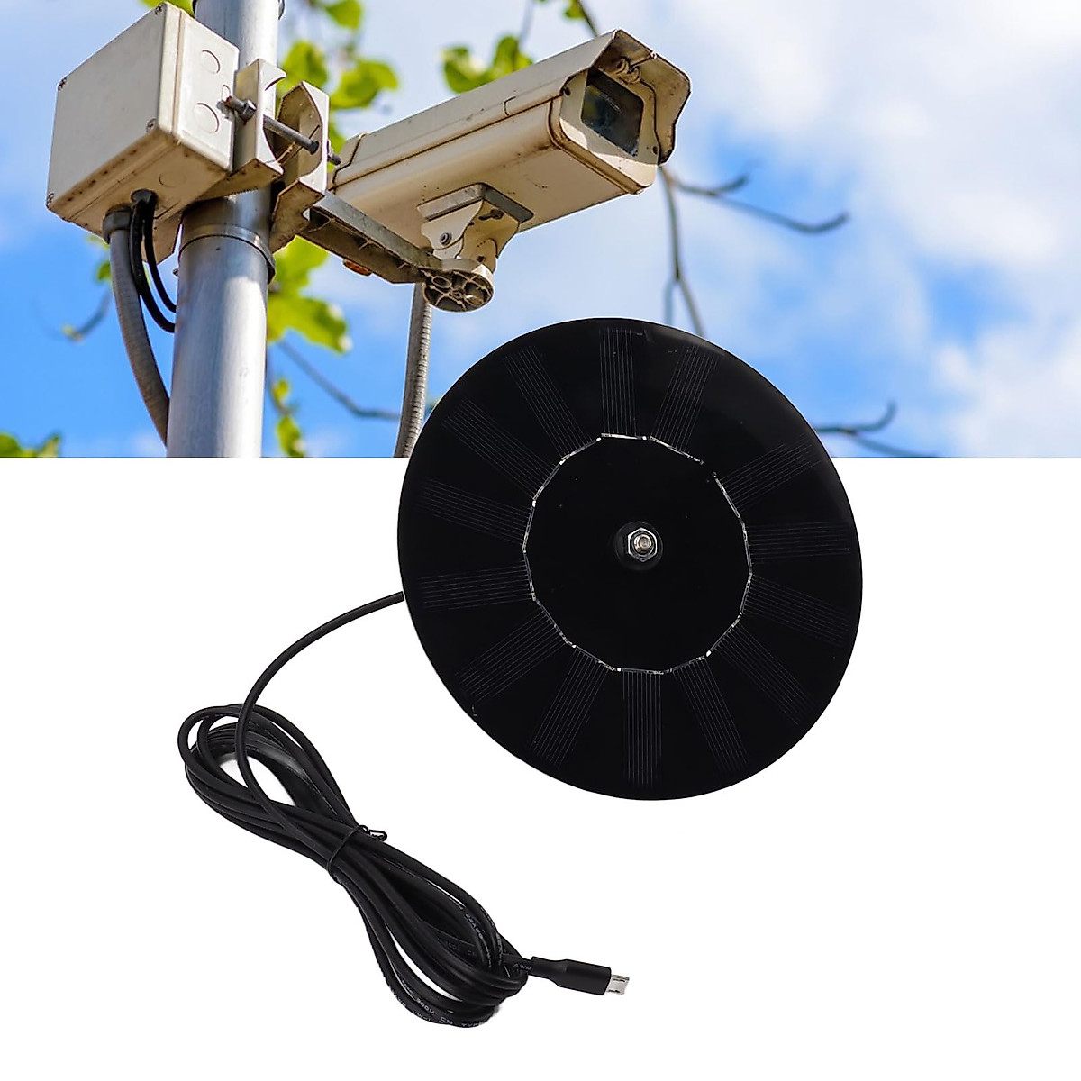Solar Panel Round Monitor 10W5V Bracket Connector for Round Shape Light Mounting Plate Solar Battery Chargers Charging Kits