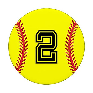 Softball Jersey Number #2 PopSockets Swappable PopGrip