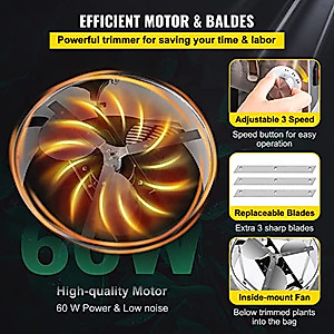 VEVOR Bud Leaf Trimmer, 18 inch Adjustable 3 Speed 110V, Electric Hydroponic Dry or Wet Plant Trimming Machine with Sharp Stainless Steel Blades, Twisted Spin Cut for Flowers, Leaves, Herbs