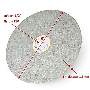 SCOTTCHEN Diamond Flat Lap Wheel 8" x 1/2" Grinding Sanding Disc Lapping Polishing Disc-120 Grit