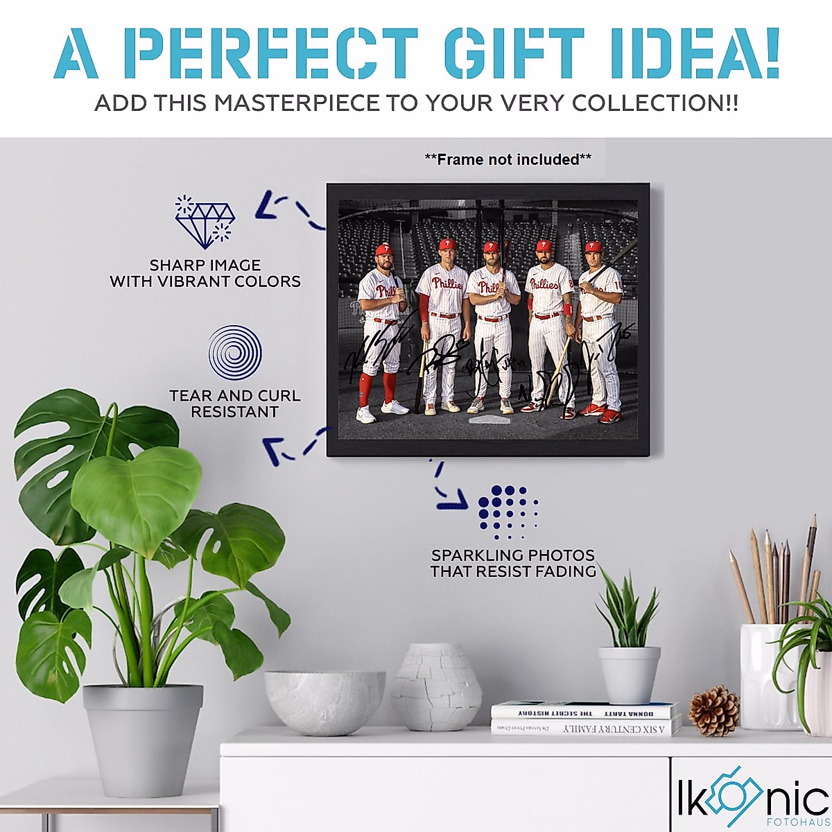 Ikonic Fotohaus Bryce Harper Schwarber Realmuto Hoskins Castellanos Signed Photo Autograph Print Wall Art Home Decor