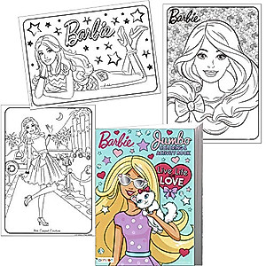 Barbie Sticker Activity Set - Bundle Includes Barbie Stickers, Barbie Coloring Book, and More (Pink)