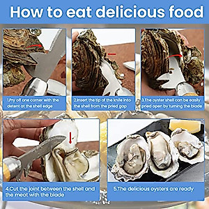 Oyster Shucking Knife and Gloves Set, Oyster Opener Tool Kit, Oyster Shucking Kit, Seafood Tools Gift Set, Clam Oyster Knife Shucker with Cut Resistant Level 5 Protection Gloves