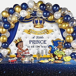 Royal Prince Baby Shower Decorations Include Royal Blue Gold Confetti Balloons Kit Royal Little Prince Photography Background Banner for Little Prince Boys Baby Shower Party Supplies Decor