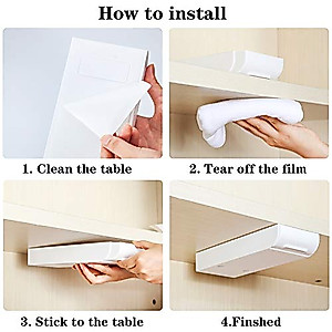 Boao 2 Pieces Desk Pencil Drawer Organizer Self-Adhesive Drawer Pencil Tray Pop-Up Latent Desktop Drawer Tray Expandable Under The Table Drawer Organizer for Office School Home Desk (White, 2 Size)