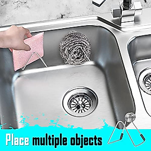 LucyPhy Magnetic Sponge Holder for Kitchen Sink Caddy Stainless Steel No Drilling with Adhesives Waterproof Quick Drying Kitchen Accessories(1 Pack)