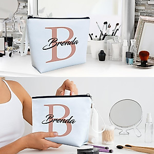 ubmpj Personalized Makeup Bag PU Leather Waterproof Custom Monogrammed Cosmetic Bag with Inner Pocket Gift for Wedding Birthday Christmas Bride Bridesmaid Friends