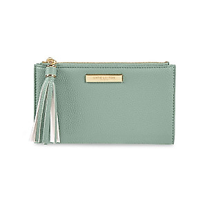 KATIE LOXTON Sophia Tassel Womens Small Vegan Leather Fold-out Purse Wallet Mint Green