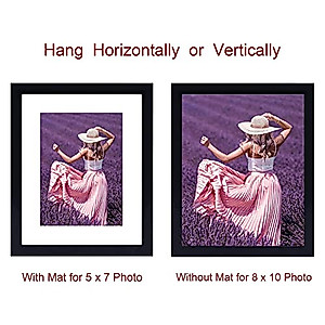 HEGATY 8x10 Picture Frame Black Set of 9, Display Pictures 5x7 with Mat or 8x10 Without Mat for Wall Mounting or Table Top Display