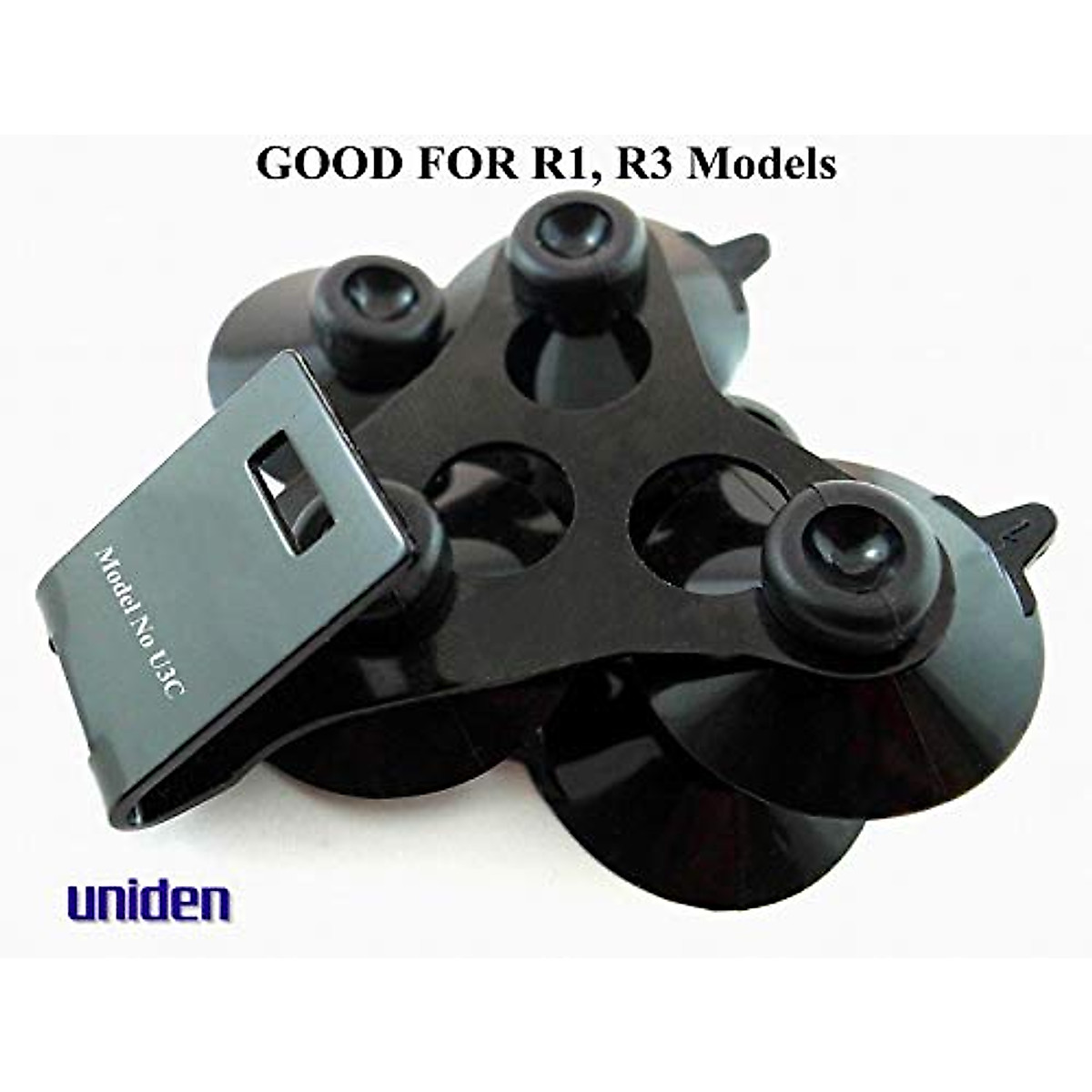 Improved Windshield Mount Bracket U3CBLK with 6 Black Suction Cups for Most Uniden Radar Detectors