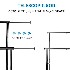 Horizontal and Vertical Black Double Rod Garment Rack