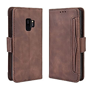 Card Slot Case for Samsung Galaxy S9 Plus Stand Flip Case Cover for Samsung Galaxy S9 Plus Retro Magnetic Phone Shell Wallet Phone case with Card Slots