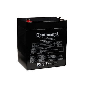 Continental Battery CB 1250 F1 12V 5Ah Sealed Rechargeable AGM Battery T1/F1 Terminals Security Alarm System Garage Doors