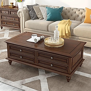 K-Musculo 4PCS 3.54" Tall Solid Wood Turned Furniture Legs Walnut Finished Wood Sofa Legs Turned Furniture Legs Bun Feet for Cabinet Sofa Ottoman TV Stand Loveseat Dresser