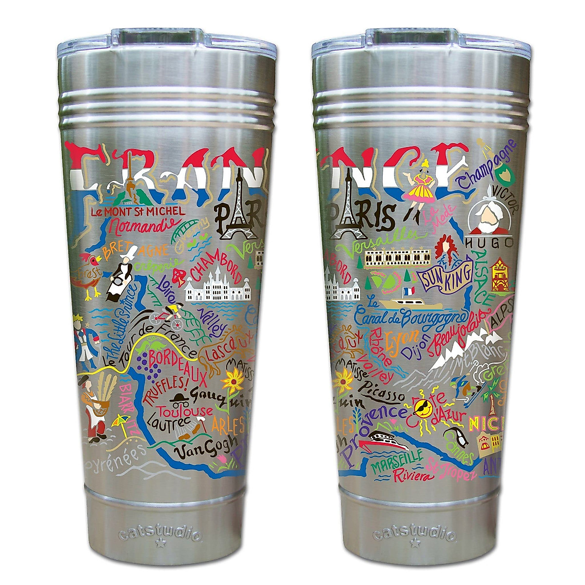 Catstudio France Thermal Tumbler | Triple Wall Insulation With Non Slip Bottom | Great Travel Cup for Water, Coffee, Tea, or Smoothies