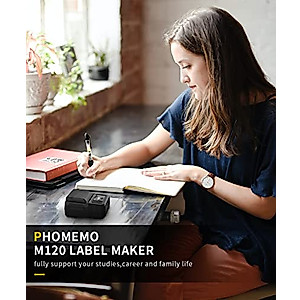 Petural M120 Label Maker-Barcode Label Printer, 3 Rolls Labels Set Bluetooth Label Maker, Thermal Portable Mini Label Maker Machine for Barcode,Qr Code,Small Business,Home Labeling,Address etc,Black