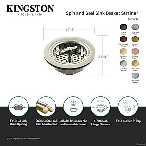 Gourmet Scape K212AB Kingston Tacoma Spin and Seal Sink Basket Strainer, Antique Brass