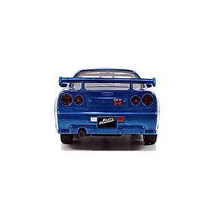 Fast & Furious Brian's Nissan Skyline GT-R R34 Silver & Nissan GT-R R34 Blue 1:32 Die - cast Car, Toys for Kids and Adults