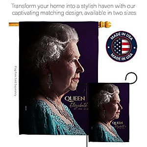 Queen Elizabeth II Flag - Set Wood Dowel Sweet Life Sympathy Remembrance Memorial Bereavement Love Support Emotion Postive - House Banner Small Yard Gift Double-Sided Made In USA 13 X 18.5