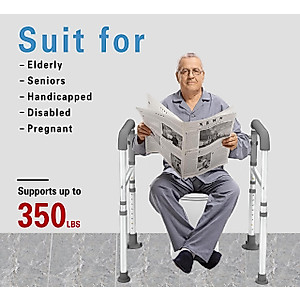 Delog Toilet Safety Rails 350 lb - Adjustable Toilet Safety Frame & Rails, Toilet Safety Rail for Elderly Adults, Toilet Handles for Seniors, Toilet Bars for Elderly & Handicap