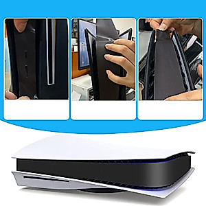 PS5 Console Middle Skin, Integral PS5 Disk Version Host Middle Strip Sticker, Console Center Part Protection Strip Film, PS5 Middle Sticker Accessories Durable Scratch Resistant (Black)