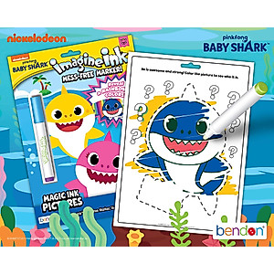 Bendon Baby Shark 16-Page Imagine Ink Coloring Book with Mess Free Marker 47220
