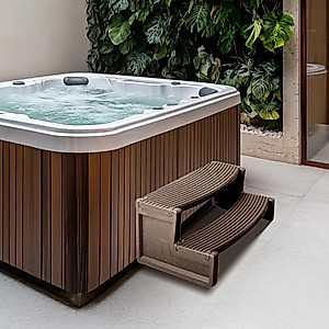 Confer Plastics Resin Multi Purpose Outdoor Non Slip Portable Spa and Hot Tub Handi-Step Deck Patio Steps Accessories, Deep Grey