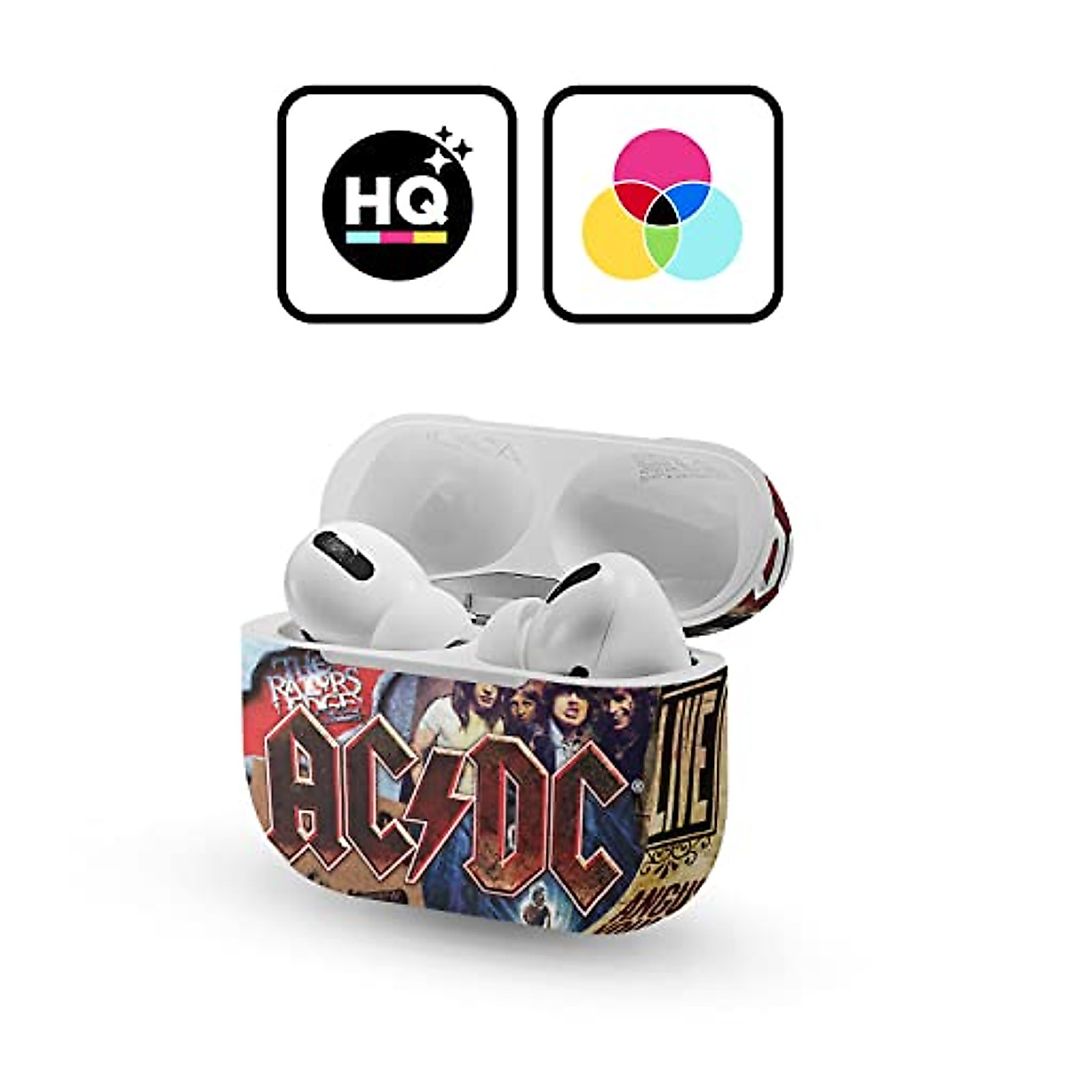 Head Case Designs Officially Licensed AC/DC ACDC Album Art Collage and Album Cover Vinyl Sticker Skin Decal Cover Compatible with Apple AirPods Pro