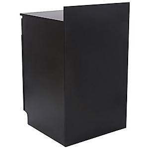 Displays2go Serving Station for Restaurants, Single Cabinet Door, Adjustable Shelf, Pullout Drawer - Black (LCKDSDWSBK)