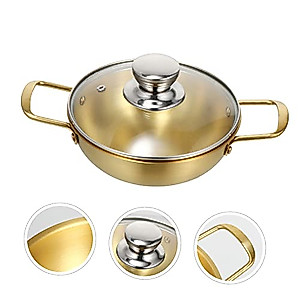 Yardwe 1 Set Stainless Steel Noodle Pot Stove Griddle Stainless Steel Skillet Japanese Ramen Metal Steaming Pot Korean Noodle Pan Noodles Cooker Ramen Pot Household Saucepan Kitchen Pan